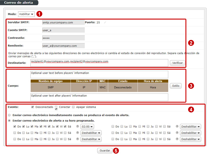 CAYIN CMS User Manuals - Correo de alerta