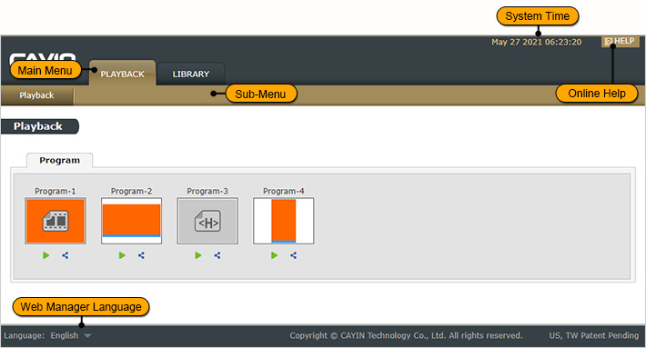 CAYIN CMS User Manuals - Introduction to User Interface
